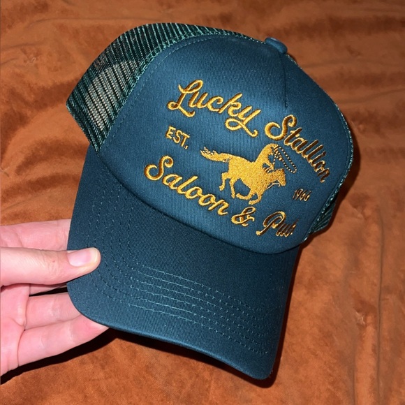 Altar'd State | Accessories | Green And Gold Lucky Stallion Cap | Poshmark